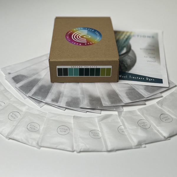 Greens Dye Palette with 5 colors; Abundant Earth Fiber - Wool Tincture Dyes